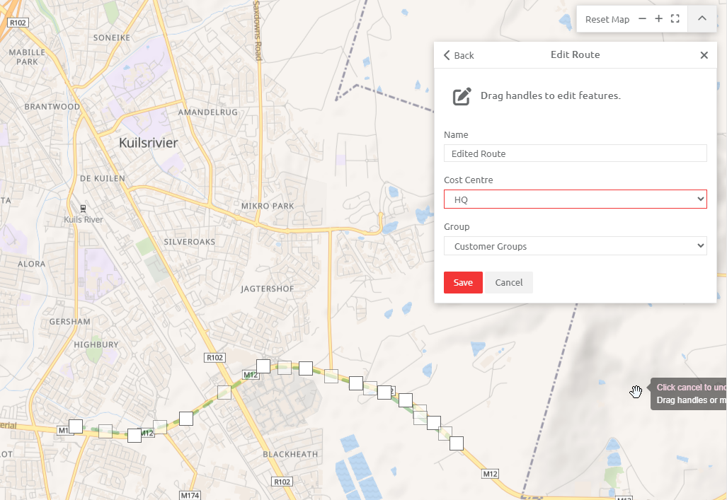 Creating and Editing Routes from the Overview – Radius Telematics