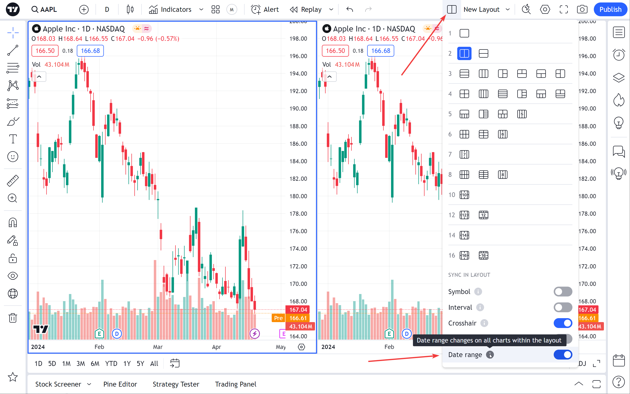 How to synchronize the Date Range on multichart — TradingView