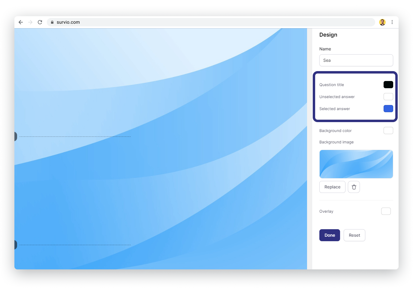 Adding a survey background image : Survio