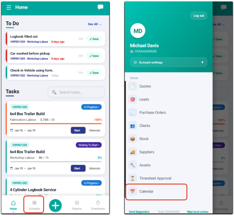 Calendar and Schedule with the Android Mobile App in WorkGuru ...