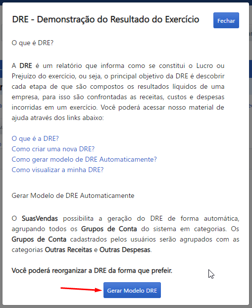 Como gerar modelo de DRE Automaticamente?