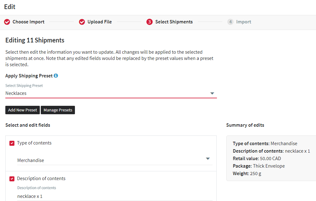 How do I use shipping presets on the Chit Chats platform? : Chit Chats