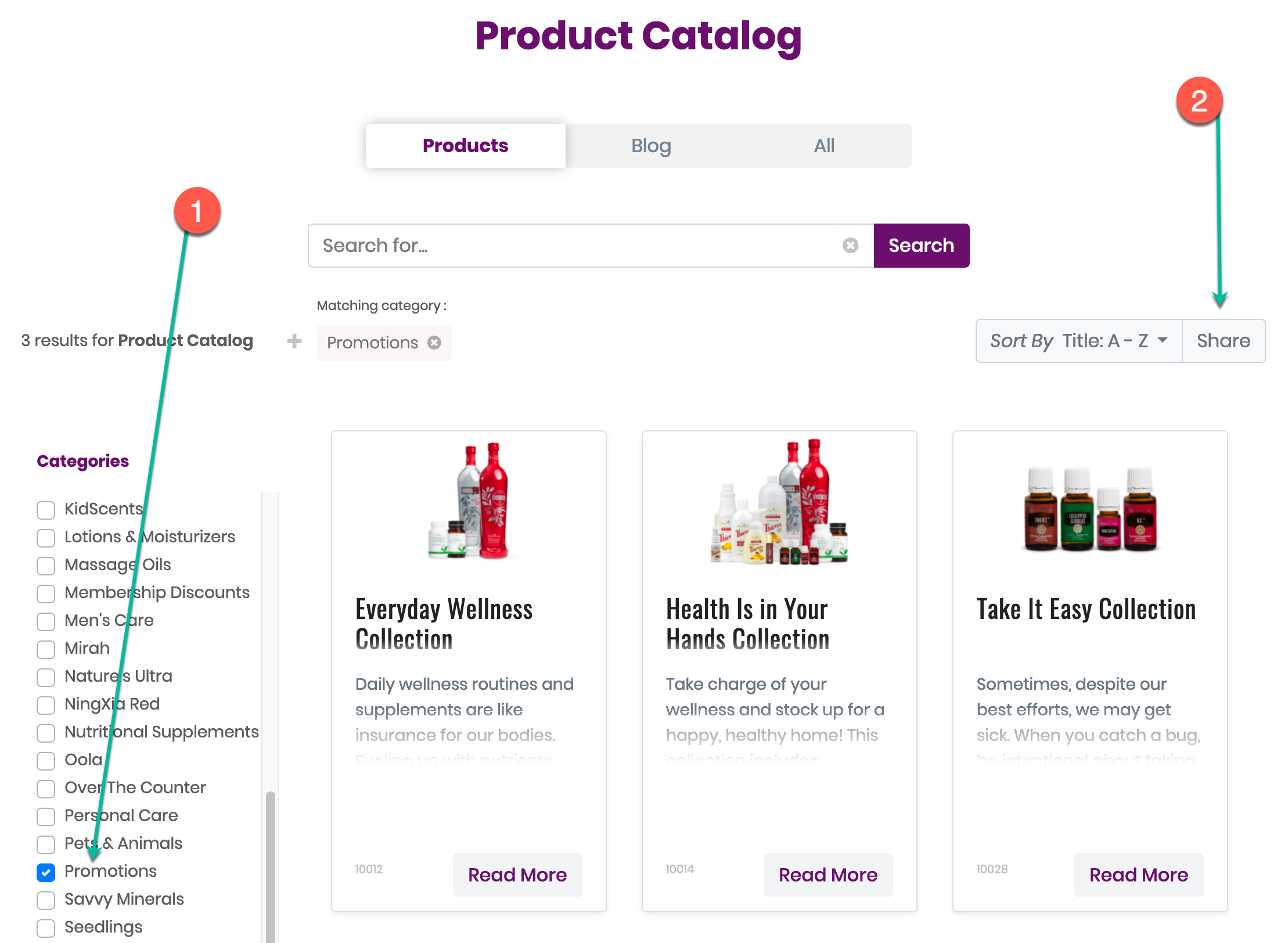 SHARING PRODUCT SEARCH - How To Share A Selected Page Of Products ...