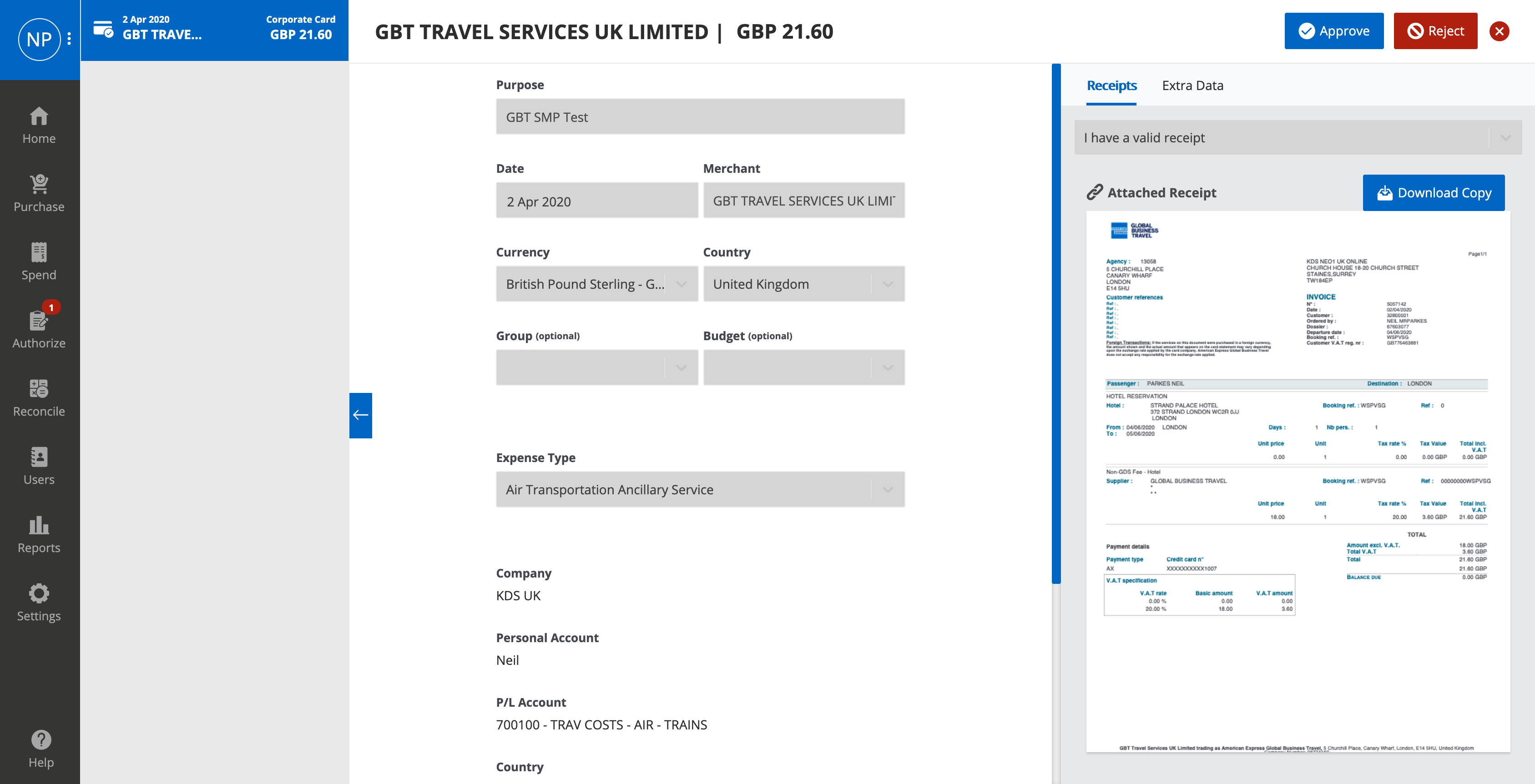 Finance Role - Spend Management : Neo1 Knowledge Base