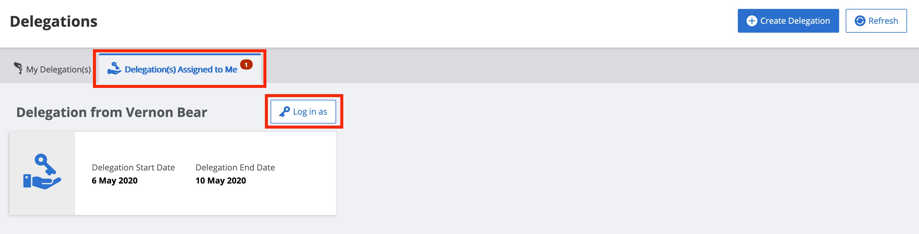 Working with Account Delegations : Neo1 Knowledge Base