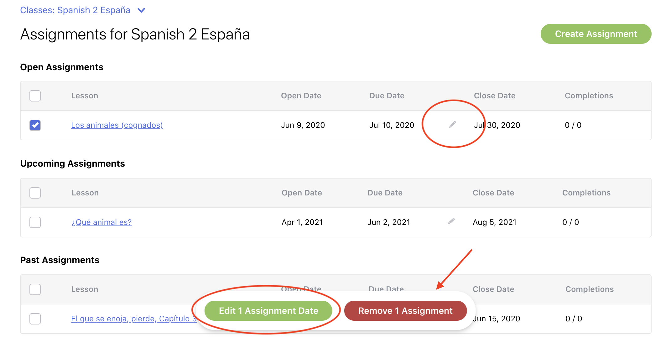 How to view classroom assignments : Garbanzo