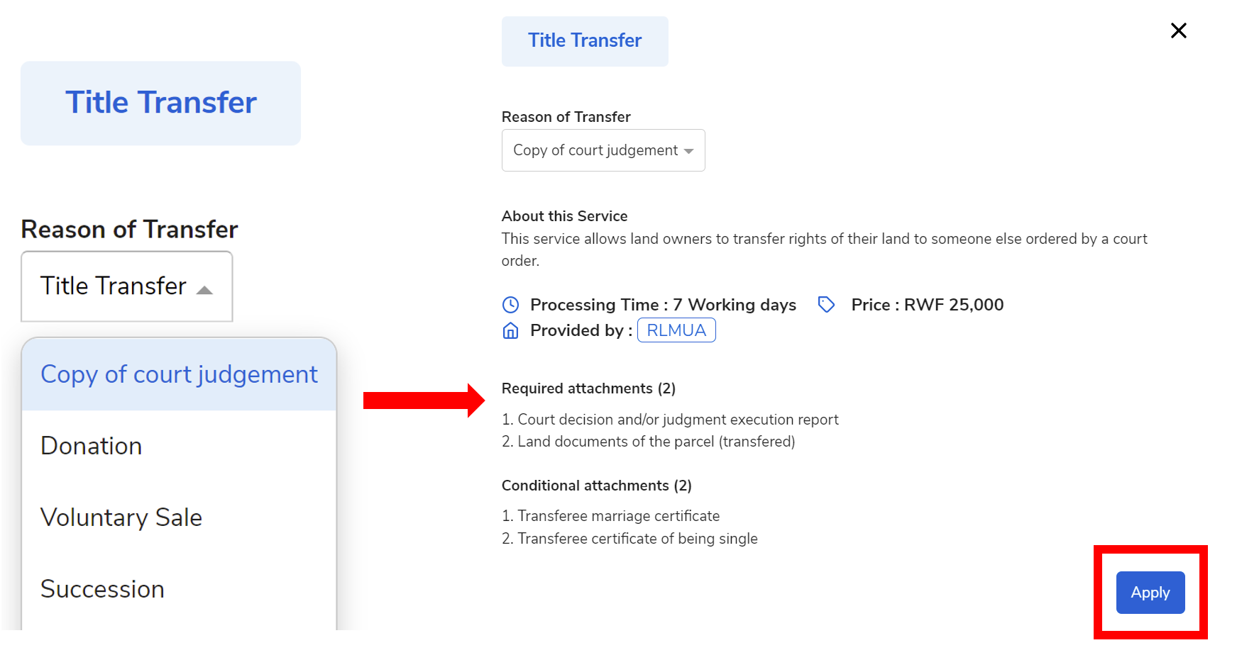 How to Apply for Title Transfer – Copy of Court Judgement : IremboGov