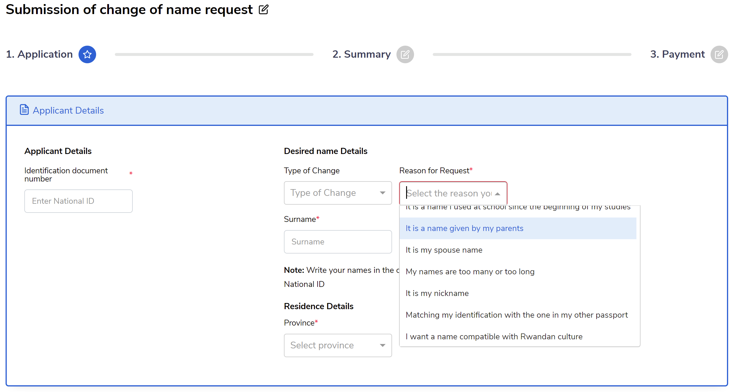 How to Apply for Change of Name : IremboGov