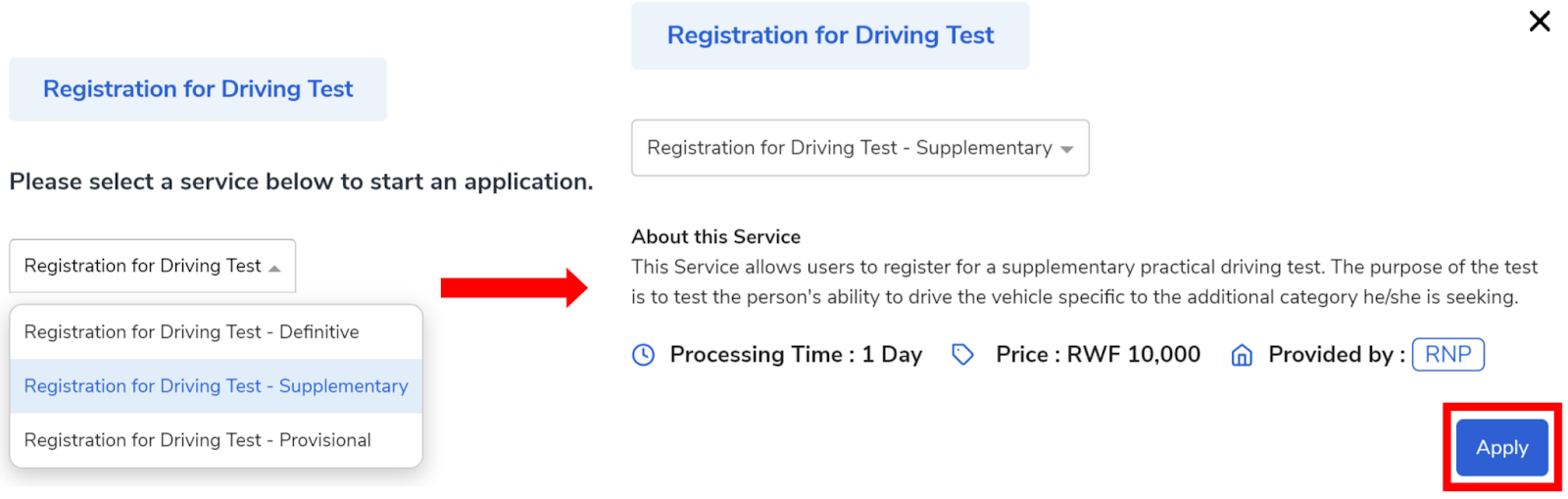 How to Register for the Supplementary Driving Test : IremboGov