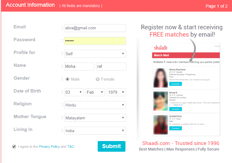 How can I register on Shaadi.com? : Shaadi.com