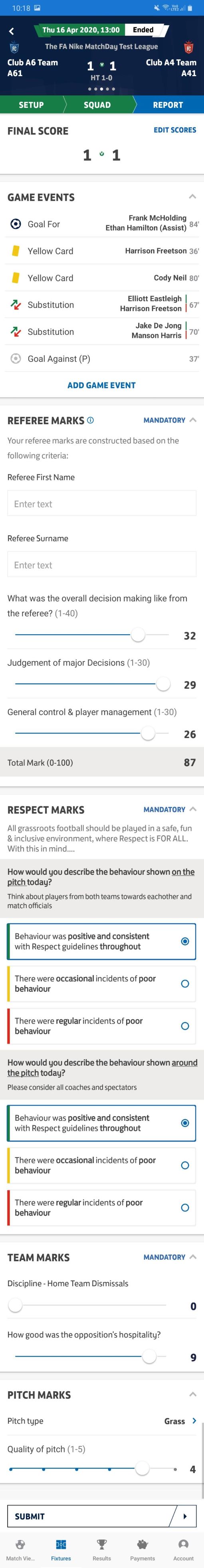 Submitting Your Match Report to Full Time from the Matchday app ...