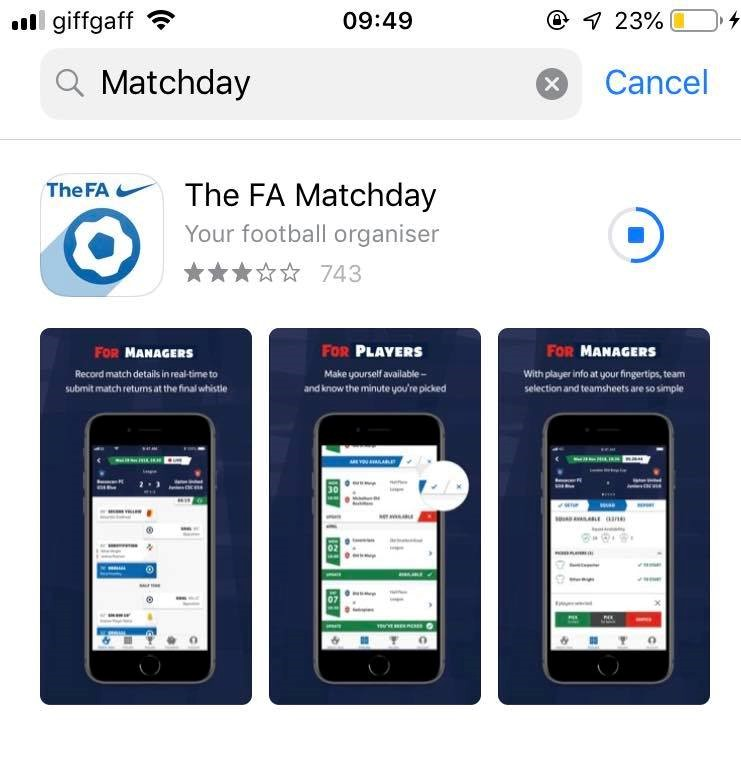 Downloading the Matchday app - For iPhone : Grassroots Technology