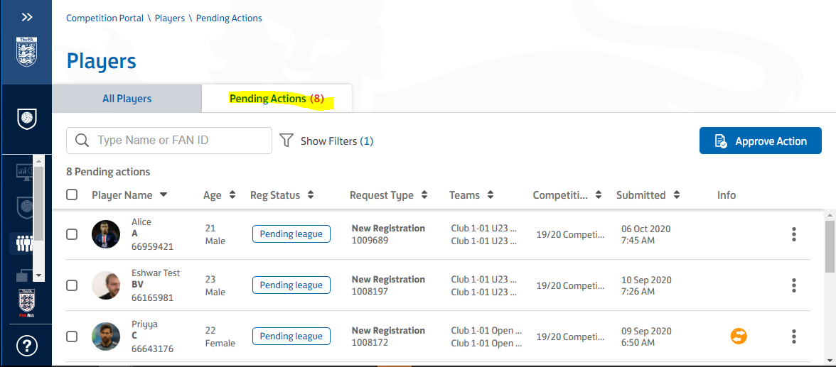 How to view players' details and registrations : Grassroots Technology