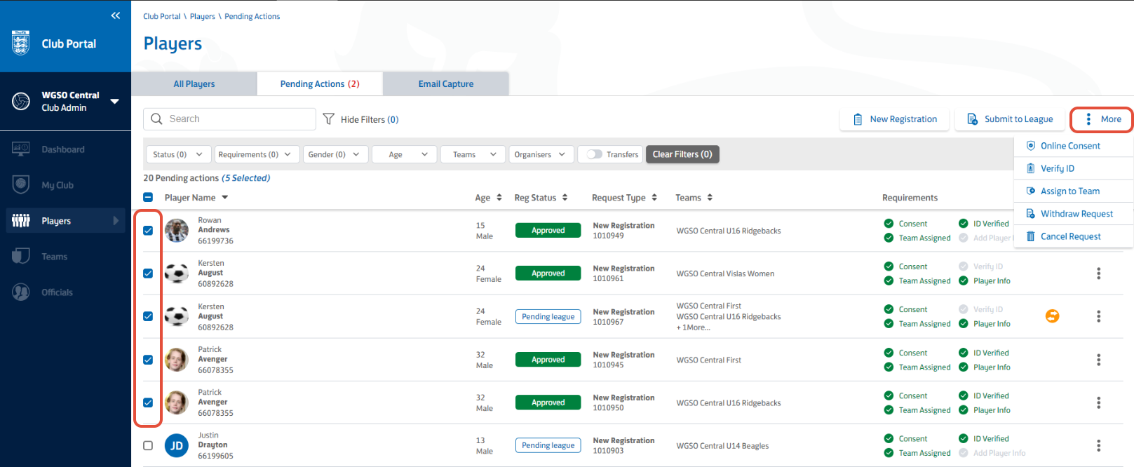 How to use the pending actions page within the FA Club Portal ...