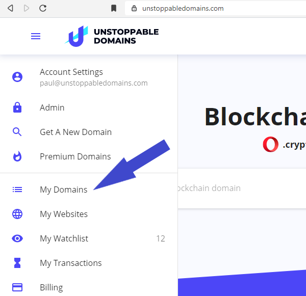 Add an IPFS hash to your domain : Unstoppable Domains