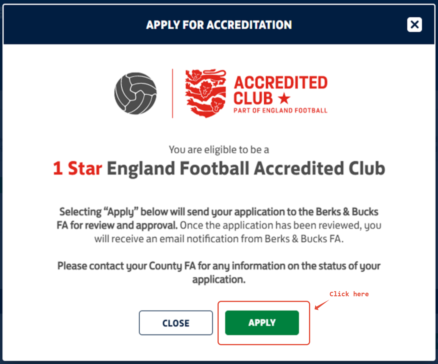 Apply to become England Football Accredited : Grassroots Technology