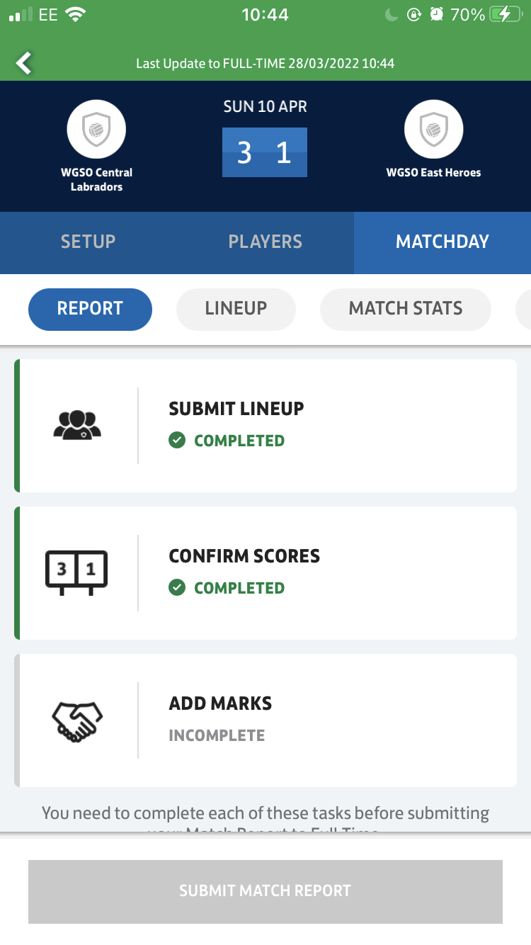Submitting Your Match Report to Full Time from the Matchday app ...