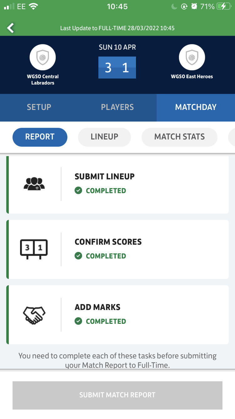 Submitting Your Match Report to Full Time from the Matchday app ...