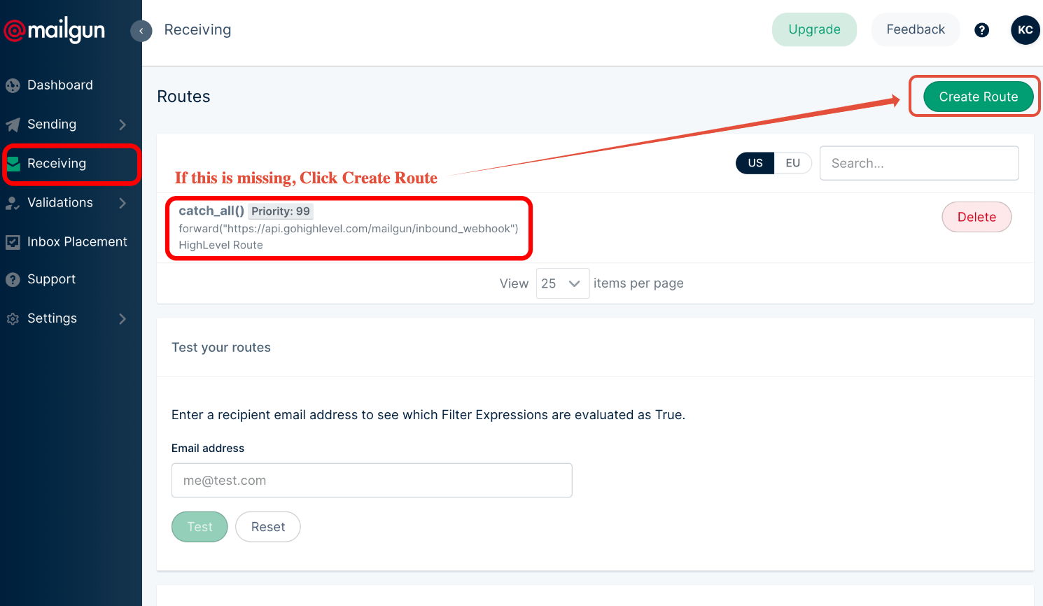 How to setup Replies in MailGun : HighLevel Support Portal