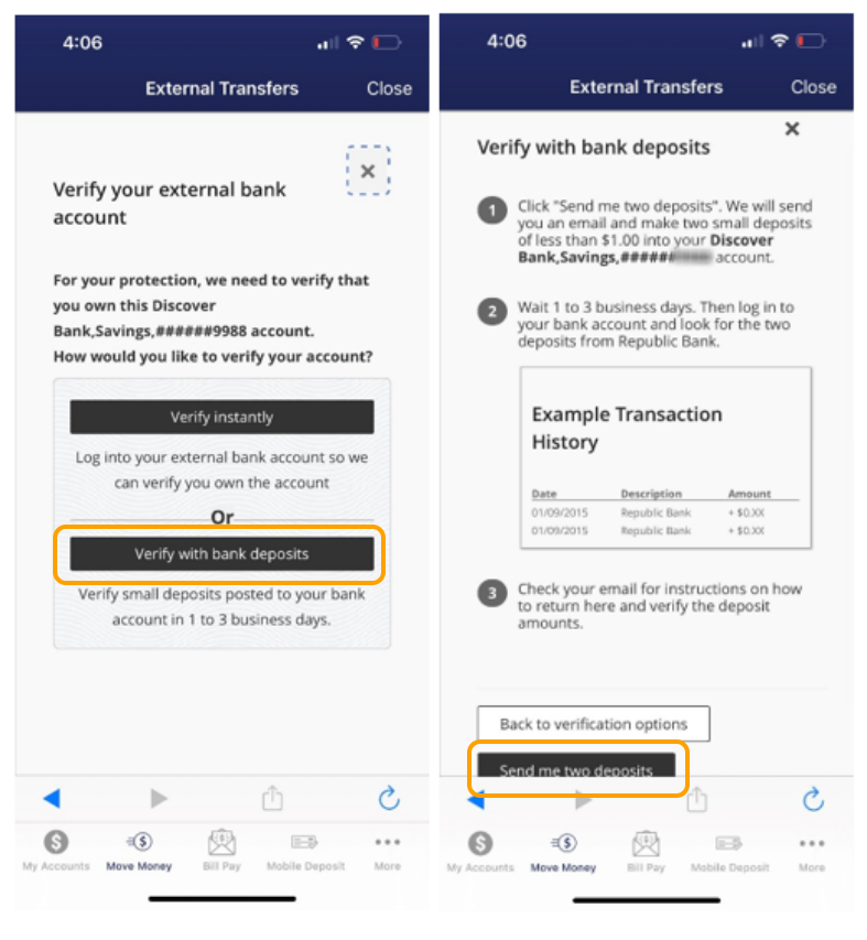 How do I add and verify an account using bank deposits in External ...