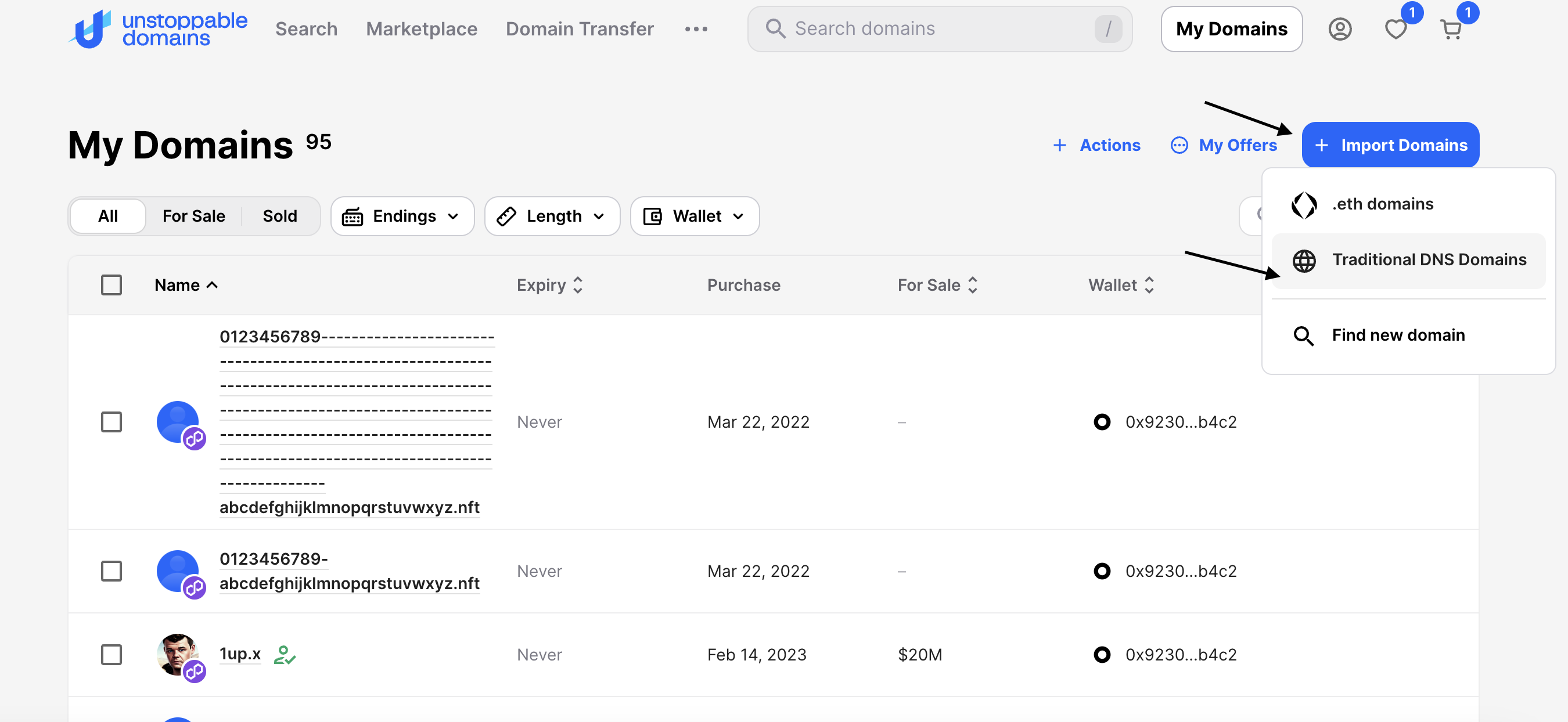 Transfer/Import your Traditional DNS/Web2 Domains into Unstoppable : Unstoppable Domains