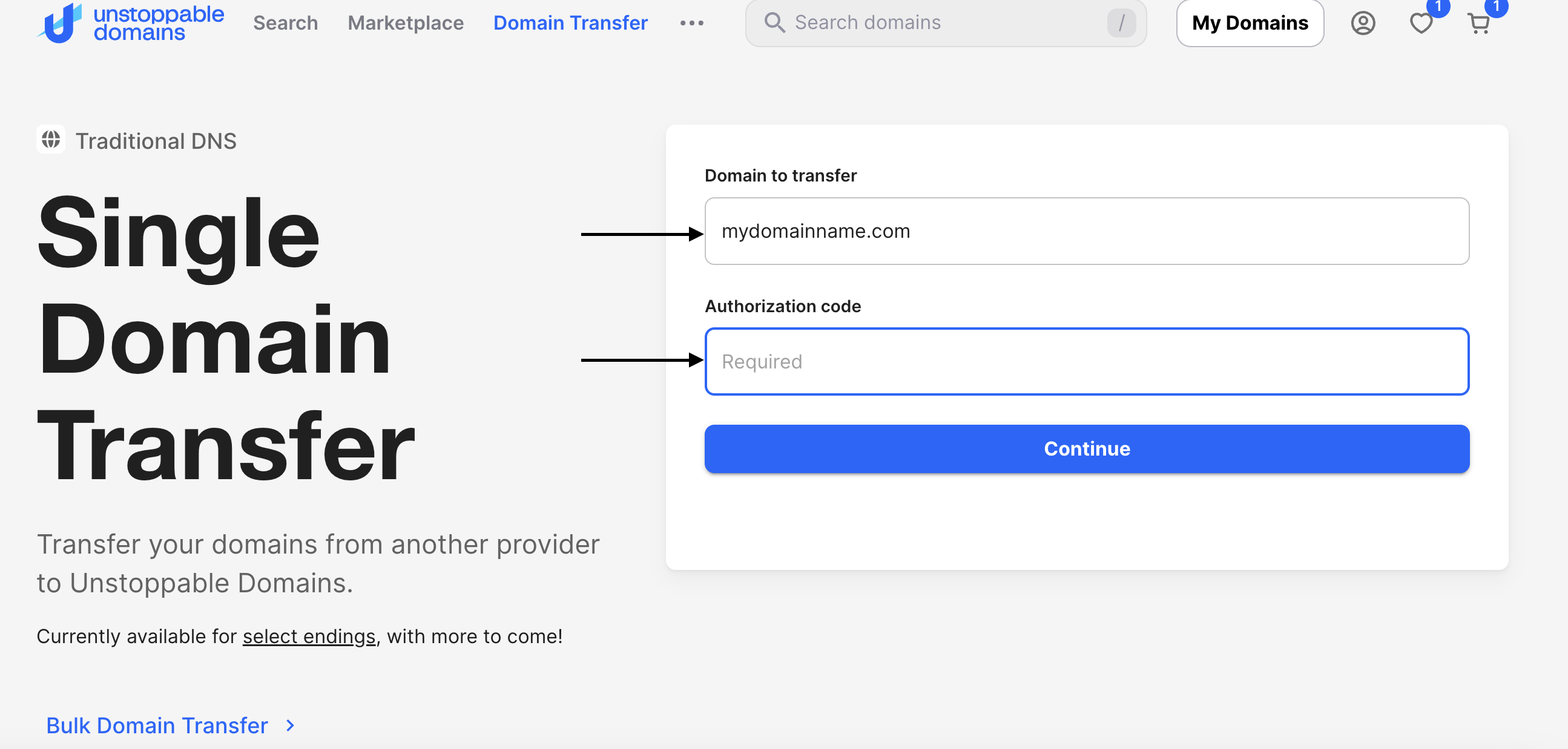 Transfer/Import your Traditional DNS/Web2 Domains into Unstoppable : Unstoppable Domains