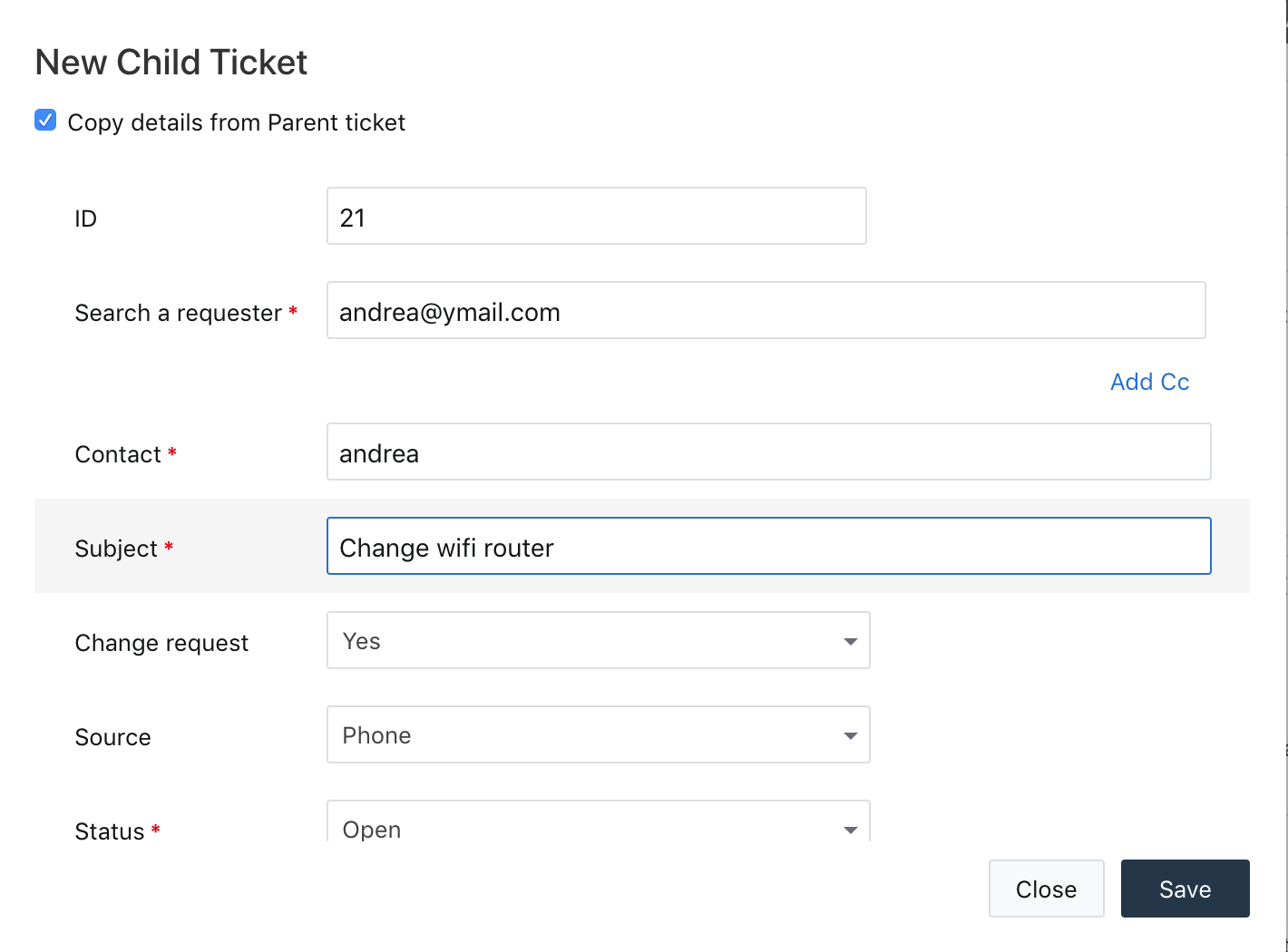 Adding Child Tickets to Incidents in Freshservice : Freshservice