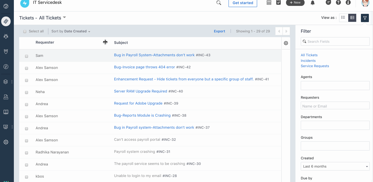 Understanding Card and Table Views : Freshservice