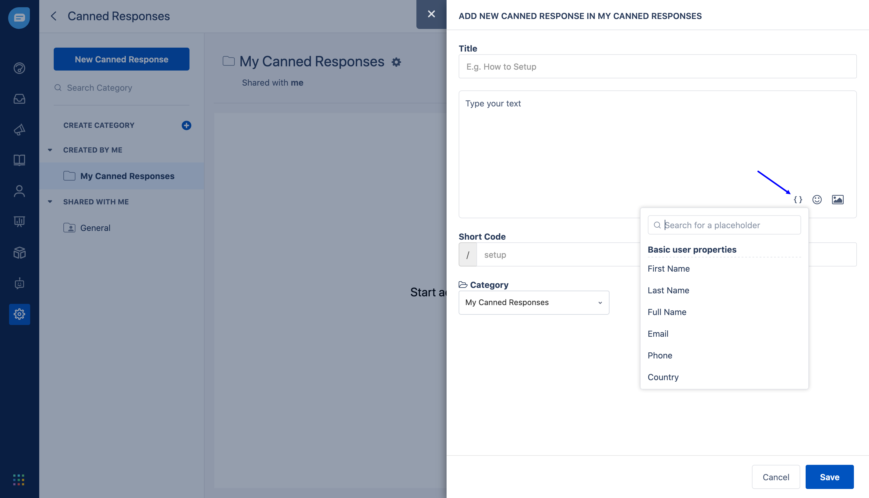 Placeholders : Freshchat
