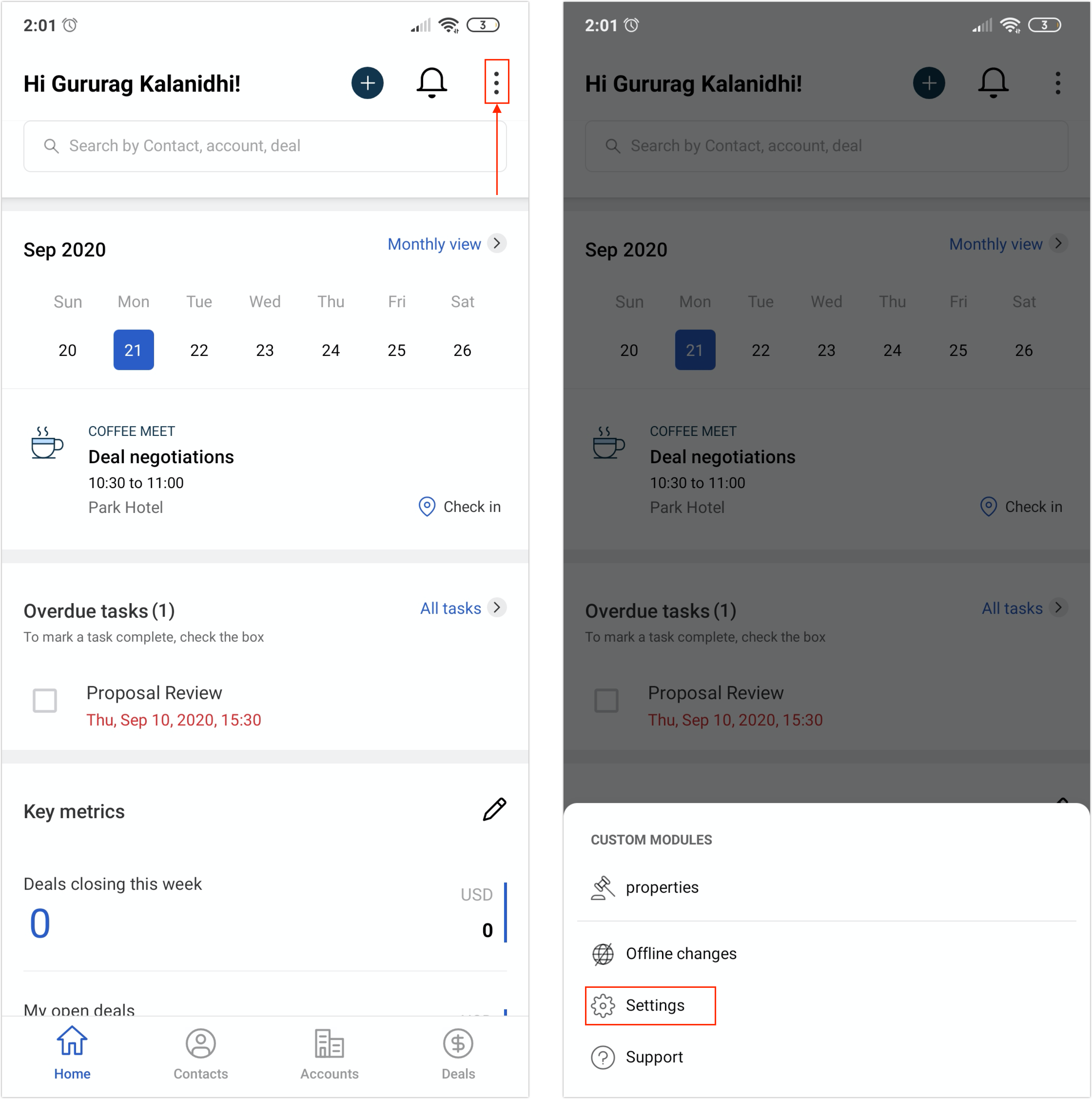 How to personalize settings on the Mobile app? : Freshsales