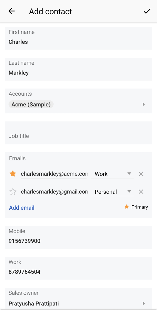 How to create a contact in the Mobile App? : Freshsales