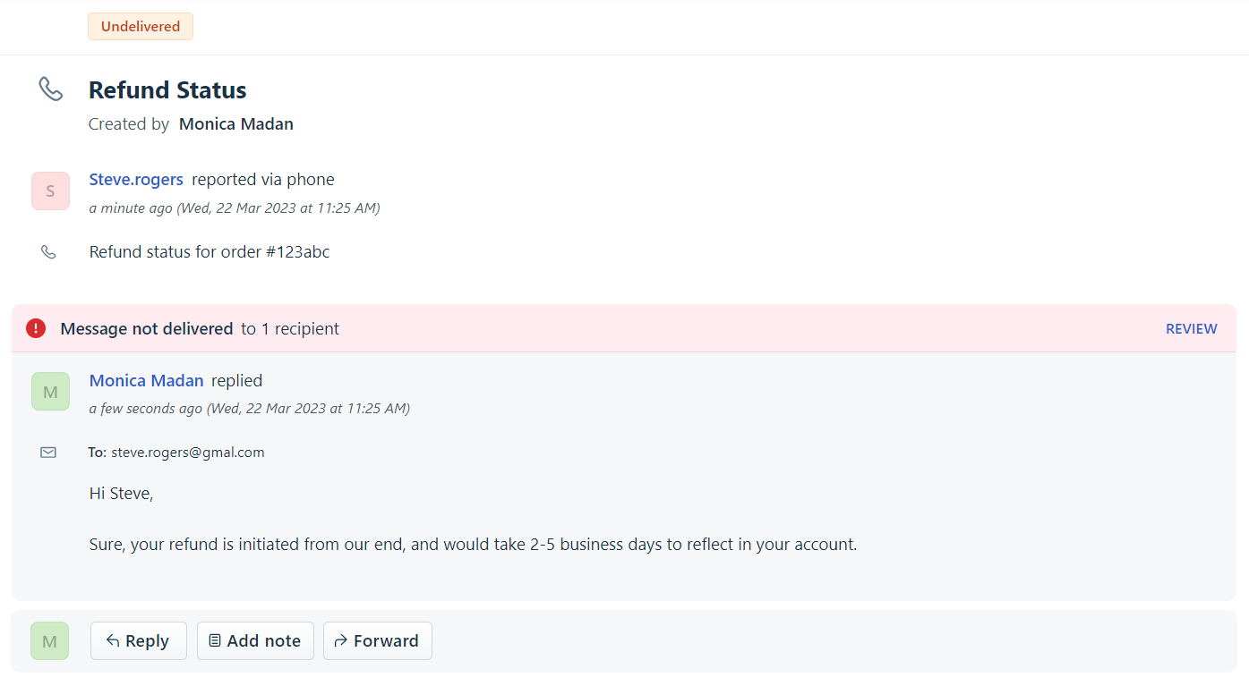 Email Delivery Failure Notification : Freshsales