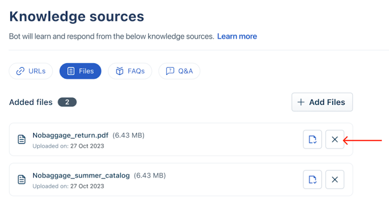 Configure Knowledge Sources for Freddy AI Agent : Freshsales