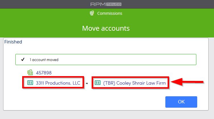 Move Accounts to Customer : RPM Software
