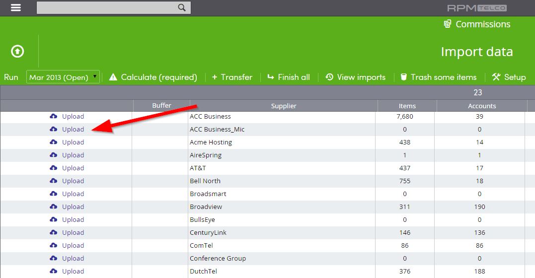 Importing data : RPM Software