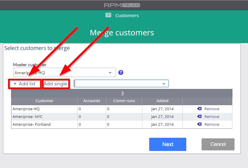 Merge Customers : RPM Software