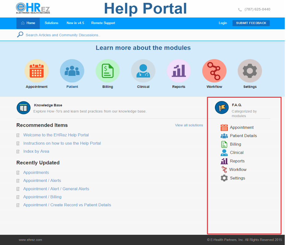 Instructions on how to use the Help Portal. : EHRez Help Center - English