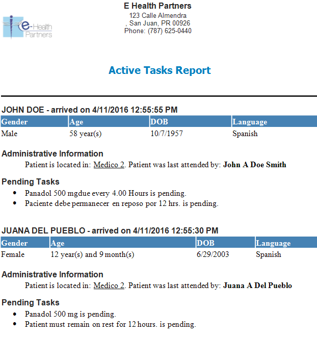 Workflow / Active Tasks (Report) : EHRez Help Center