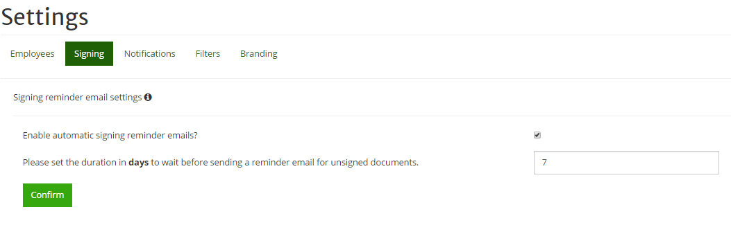 Setting Up Signing Reminders : Business Fitness Help & Support