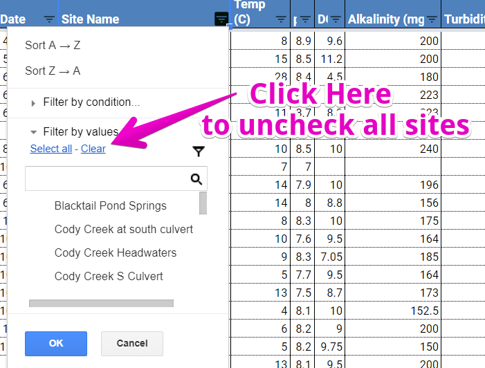 Using Filters to Shrink your Data in Google Sheets and Excel : Teton Science Schools Helpdesk