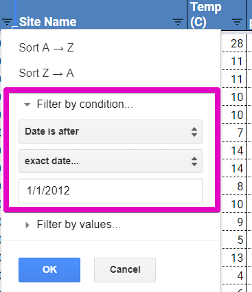Using Filters to Shrink your Data in Google Sheets and Excel : Teton Science Schools Helpdesk