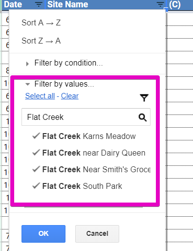 Using Filters to Shrink your Data in Google Sheets and Excel : Teton Science Schools Helpdesk