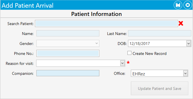 Workflow / Add Patient Arrival : EHRez Help Center - English
