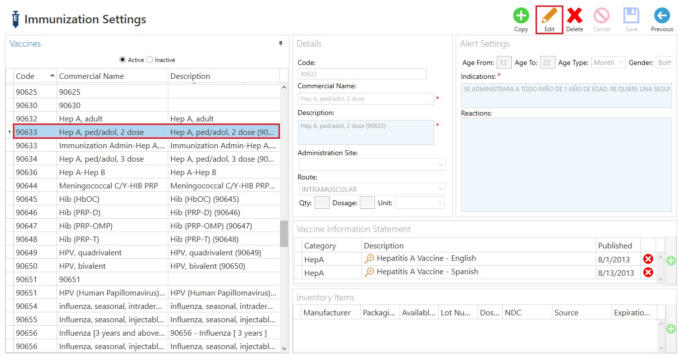 How to manage the vaccine inventory? : EHRez Help Center - English