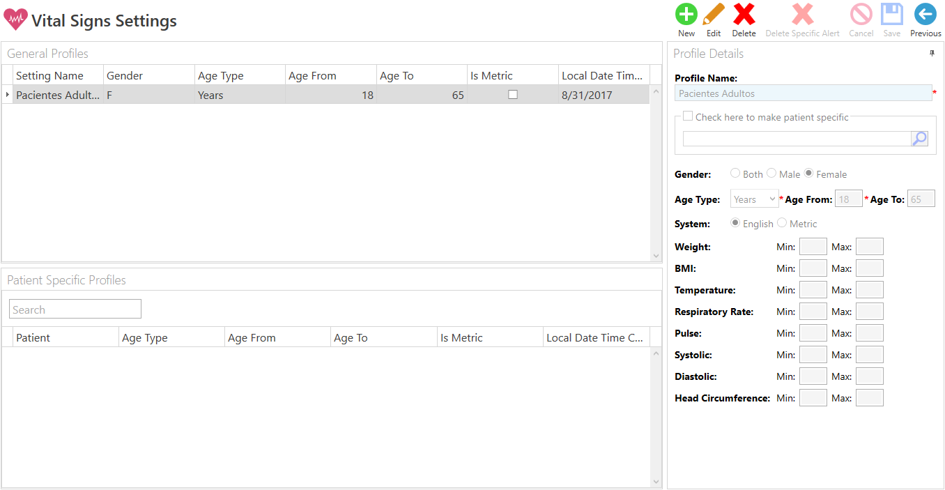 Settings / Clinical / Vital Signs Settings : EHRez Help Center - English