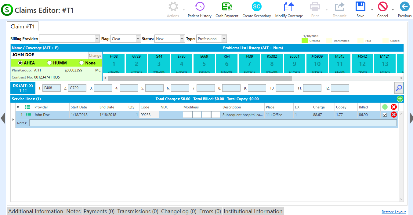 Billing / Edit (Claim Editor) : EHRez Help Center - English
