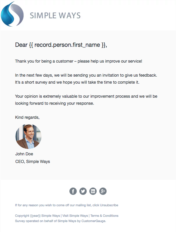 Pre-invite Email Template : Helpdesk