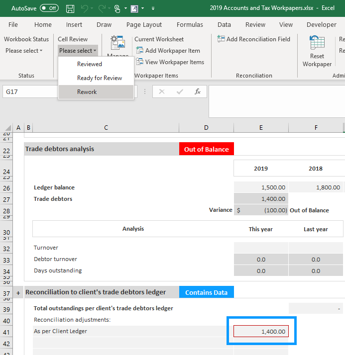 Workpapers Excel Tab/Ribbon : Business Fitness Help & Support