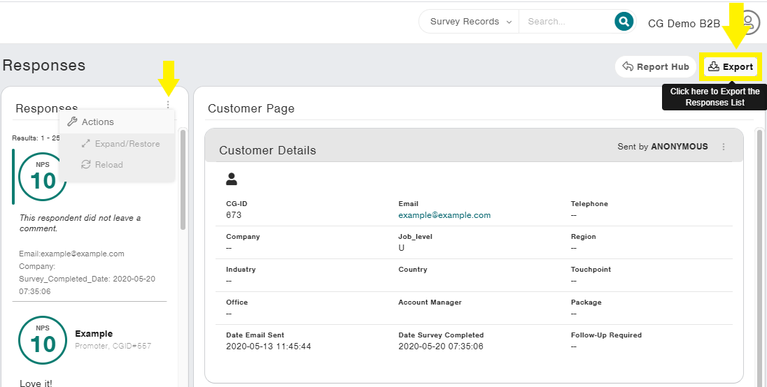 Export Responses List : Helpdesk