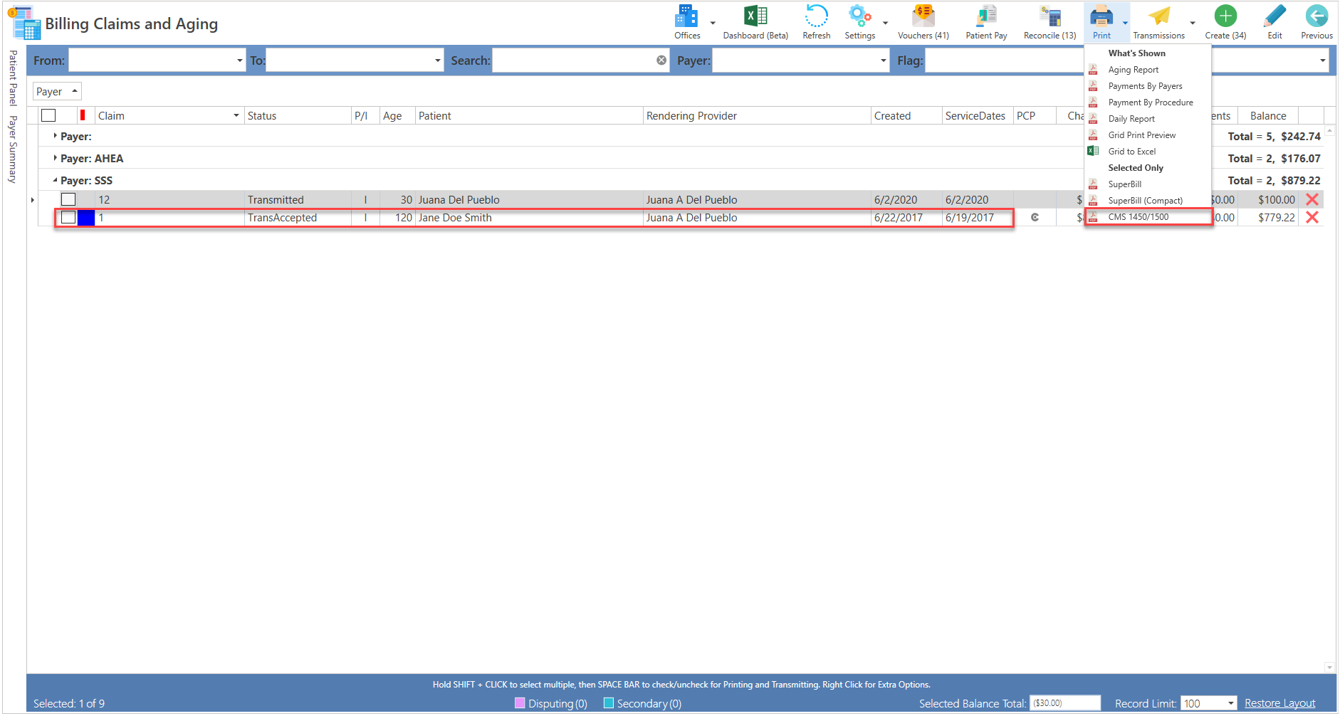 ¿Cómo imprimir la forma 1500? : EHRez Help Center - Español